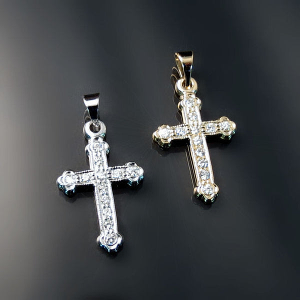 Diamond Orthodox Crosses | Tiny Baptism Cross Pendant with Diamonds ...